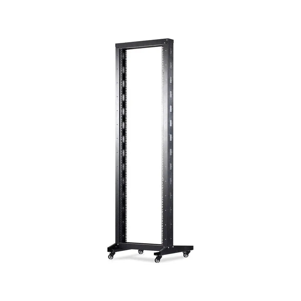 LDR Flat Packed 22U 2-Post Open Frame Rack, Black Metal Construction