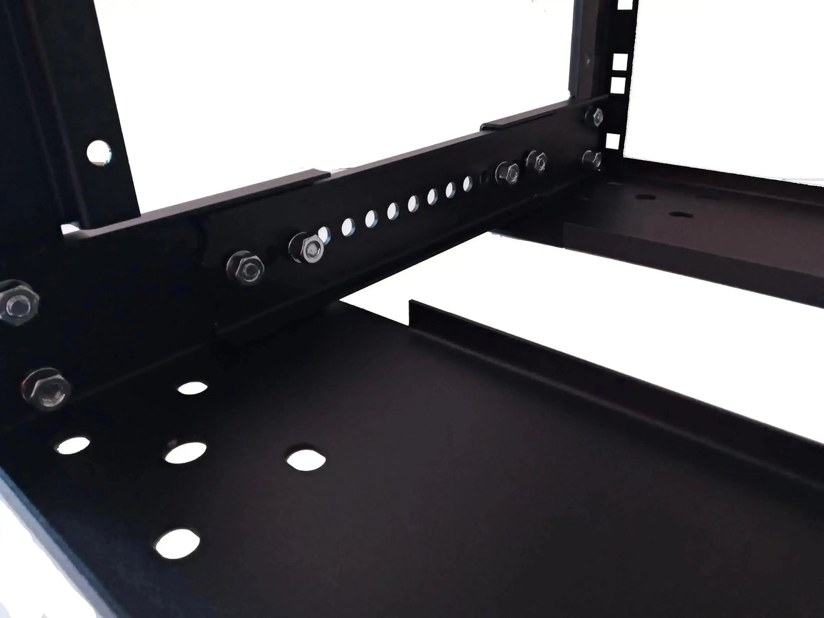 6U Adjustable Depth Open Rack 4 Post 19" 250-350mm Deep