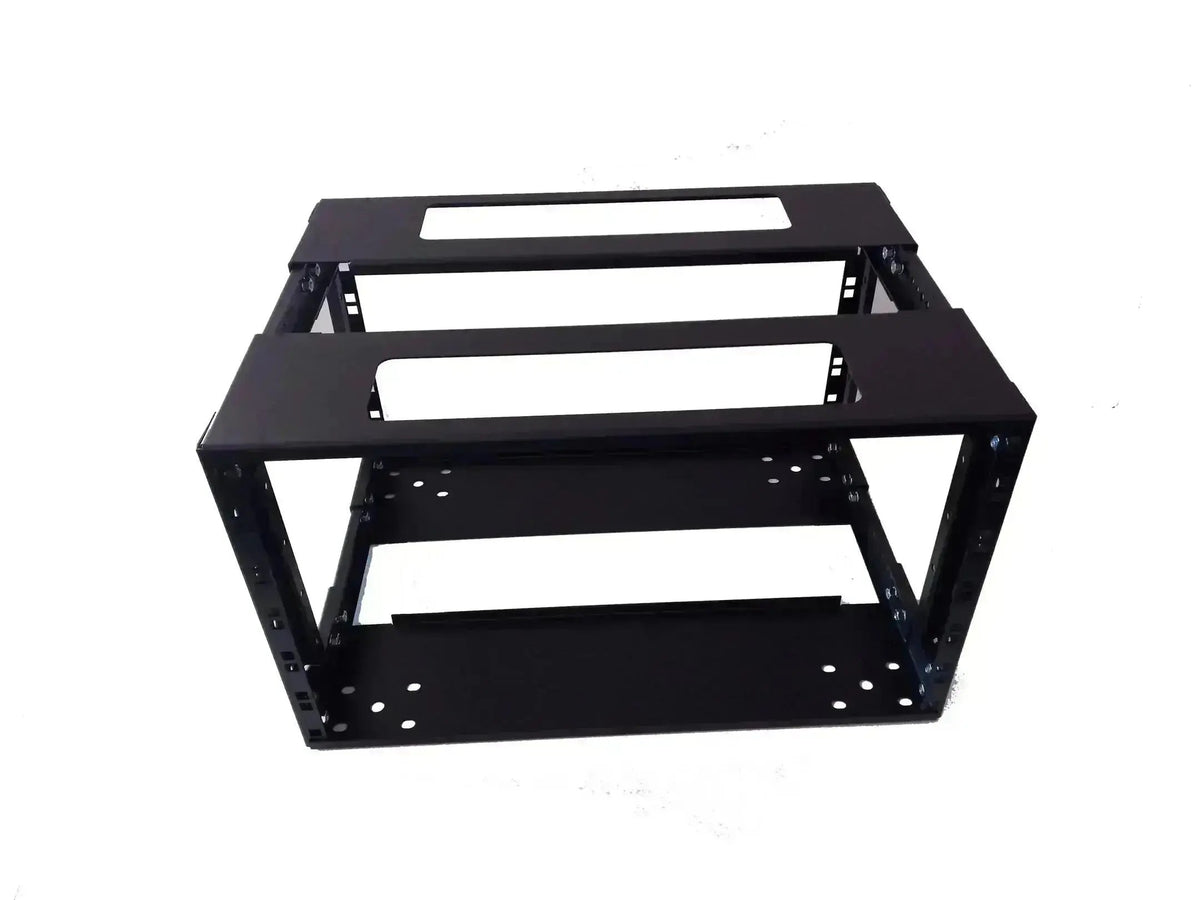 6U Adjustable Depth Open Rack 4 Post 19" 250-350mm Deep